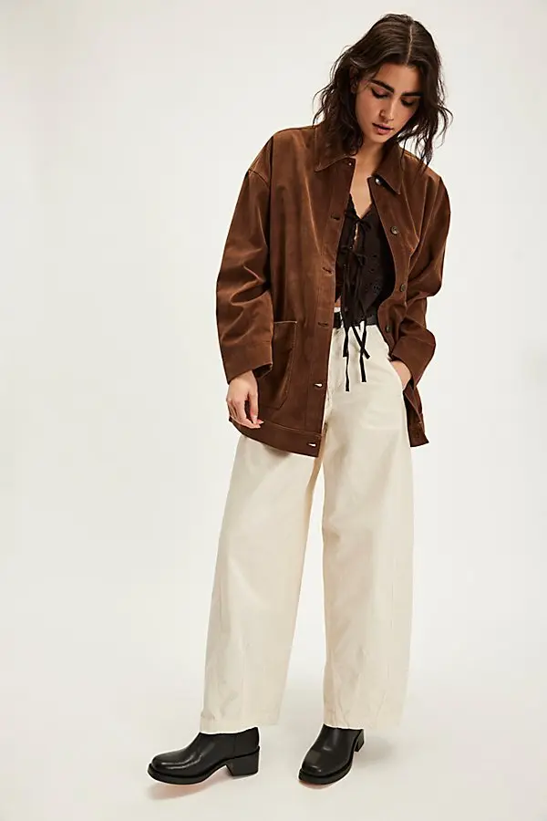 Free People We The Free Avery Vegan Suede Jacket In Brown Bear